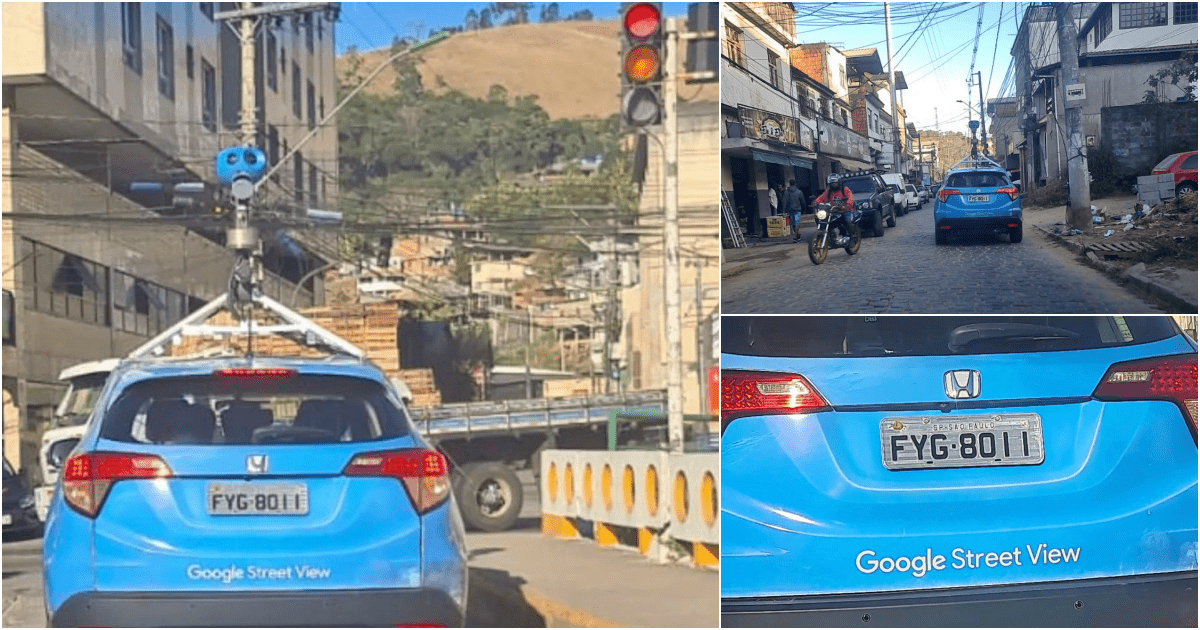 Carro do Google Street View avança sinal vermelho em Nova Friburgo